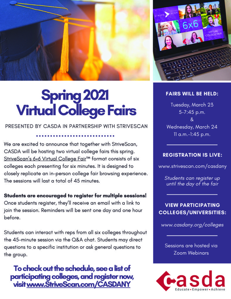 Spring Virtual College Fair on March 23 | Schodack Central School District